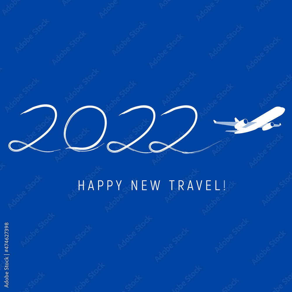 New Year 2022 concept - airplane left a trace in the form of numbers ...