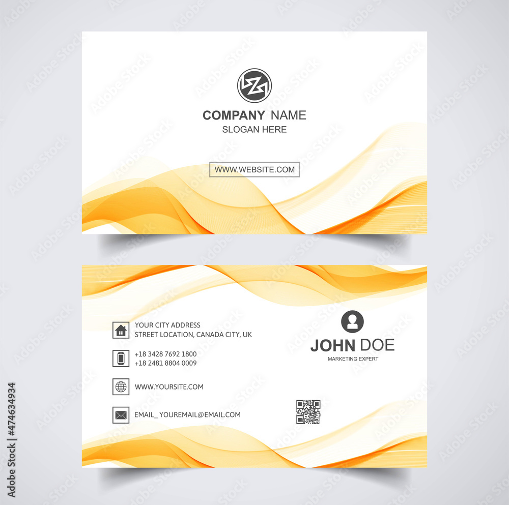 Elegant business card wave template design Stock Vector | Adobe Stock