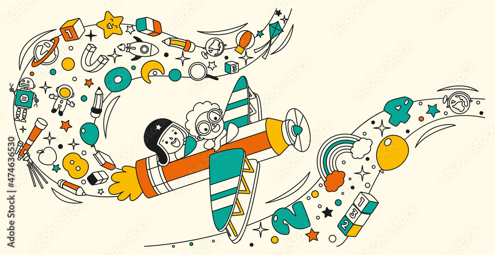 Hand Drawn Cartoon Line Art Stock Vector | Adobe Stock