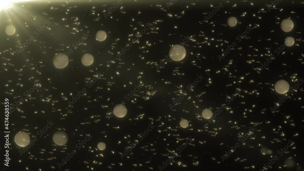 Abstract glowing gold dust particles endless animation. Glitter luxury ...