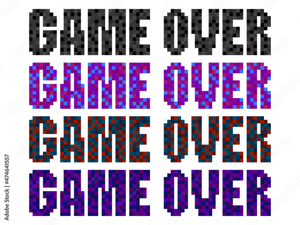 Game over, pixel art. Pixel text informing about the loss in the game ...