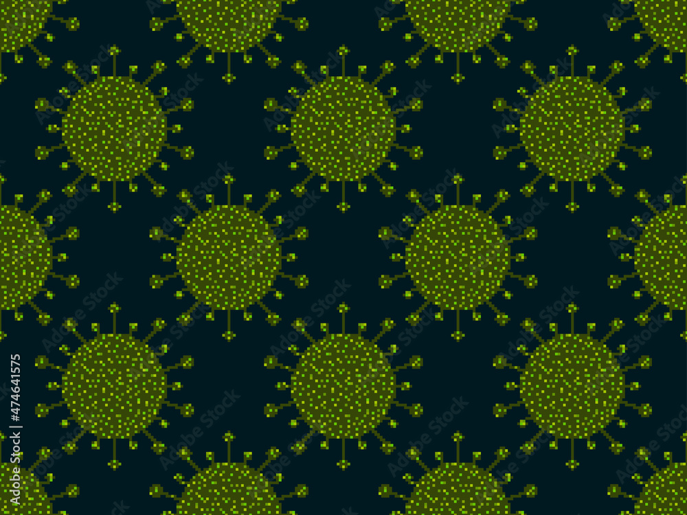 Virus seamless pattern pixel art. Coronavirus cells in the style of 8 ...