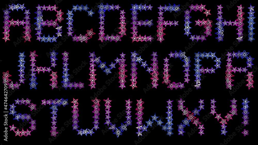 Star letters. Fashionable alphabet for the show. A set for composing ...