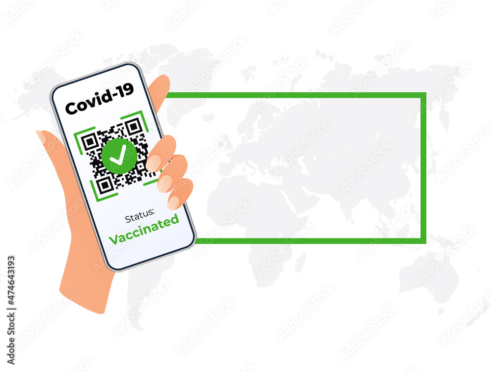 Qr code with mobile phone. covid-19 digital passport vaccine ...