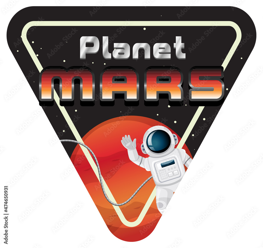 Planet Mars word logo design with astronaut Stock Vector | Adobe Stock