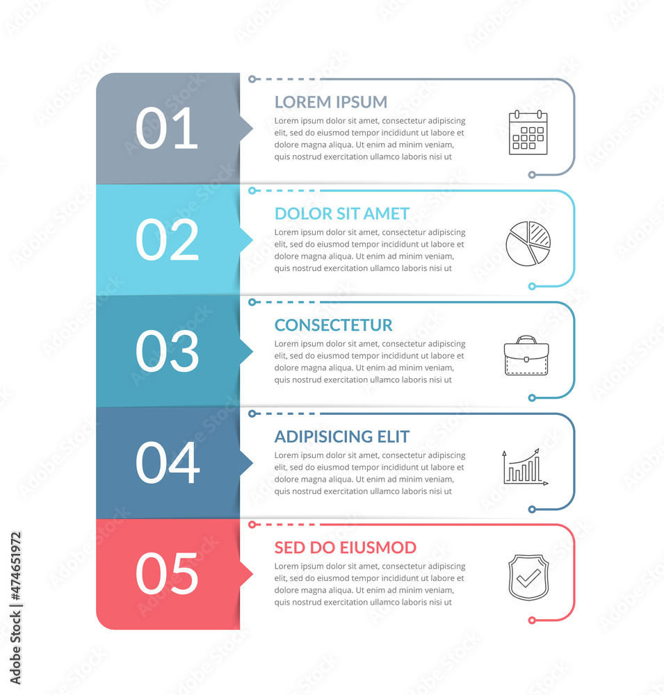 Infographic template with 5 steps, workflow, process chart Stock Vector ...