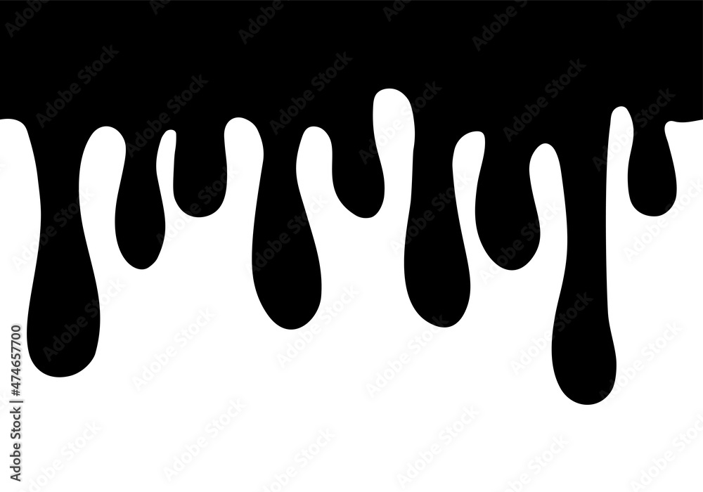 Vector Paint Dripping Seamless Border. Water, oil, paint, blood, ink or ...