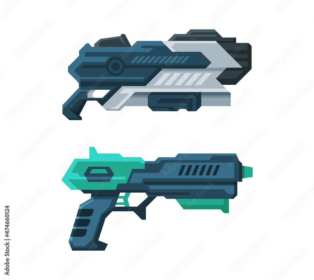 Fictional Space Gun or Blaster as Universe Energized Weapon Vector Set ...