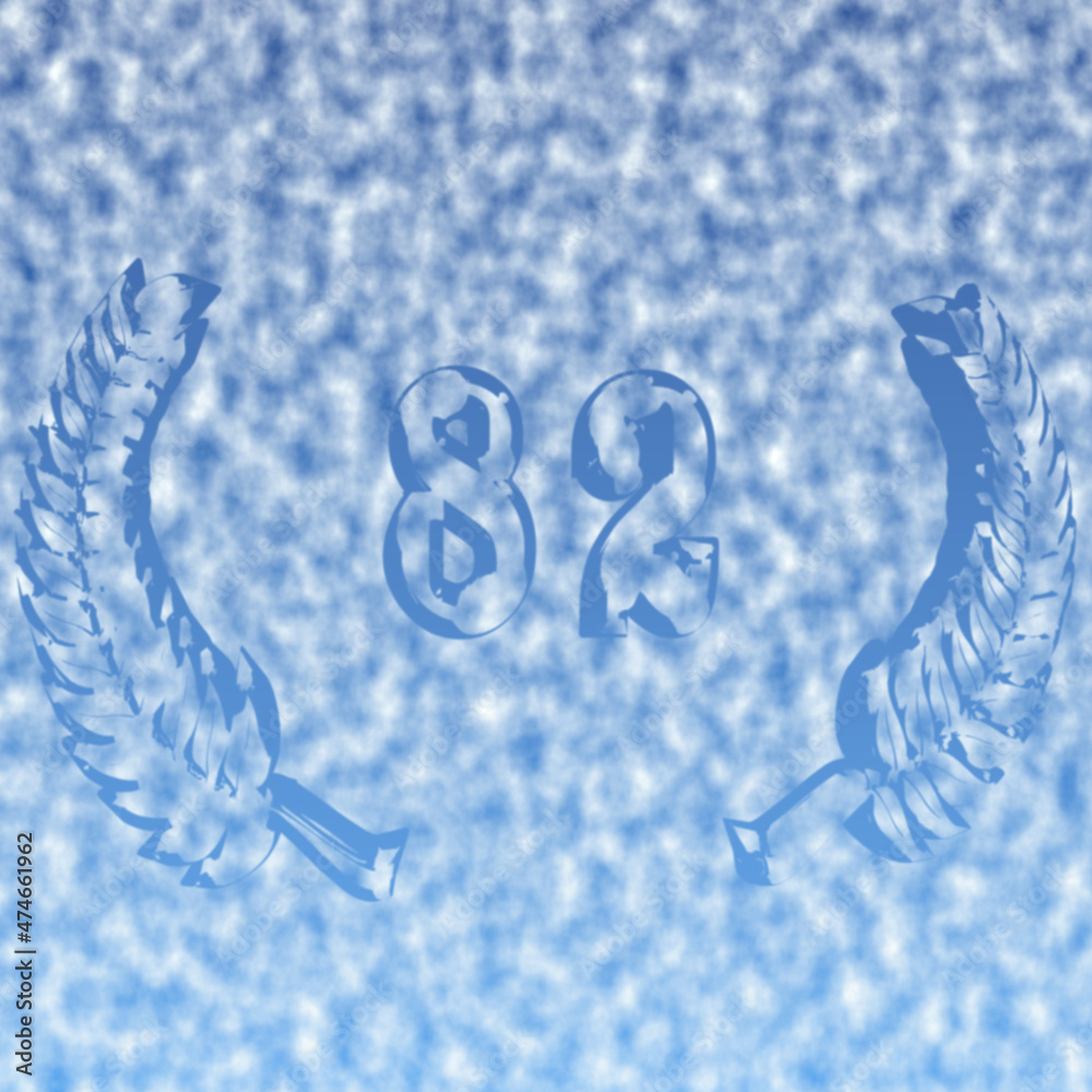 Zahl 82 mit Lorbeerkranz, Ehrenkranz, Siegerkranz als 3D-Illustration ...