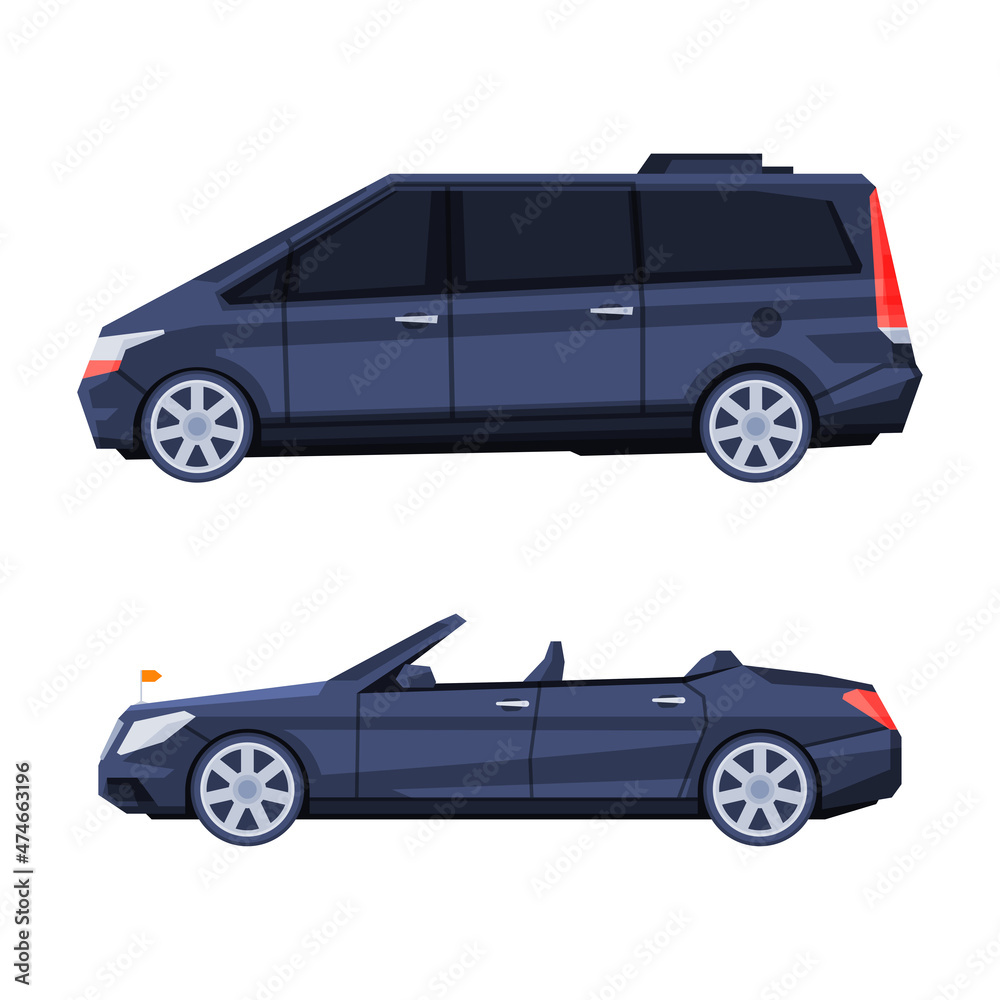 Presidential Motorcade and Government Motor Vehicle Side View Vector ...