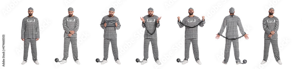 Collage with photos of prisoner on white background. Banner design ...
