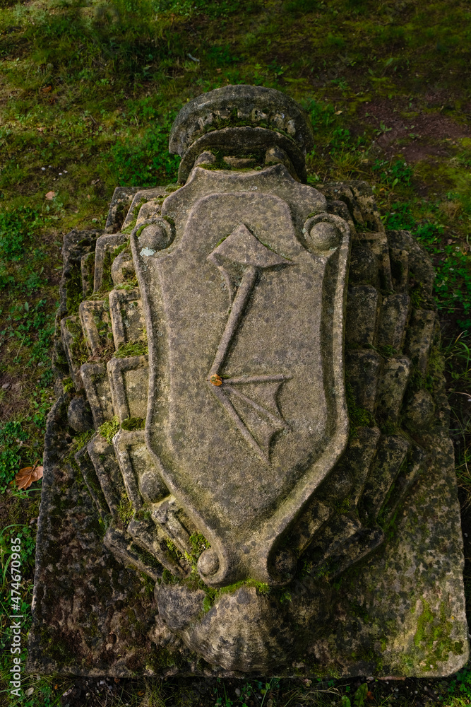 Coat of arms of Gonsenheim, Mainz, Germany. Concrete emblem of the city ...