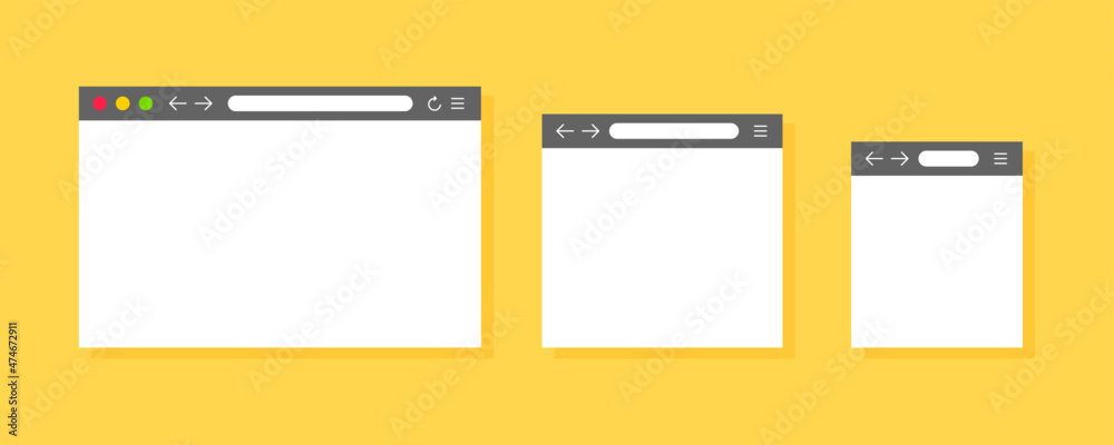 Web browser set. Browser mockup for website. Computer, tablet, phone ...