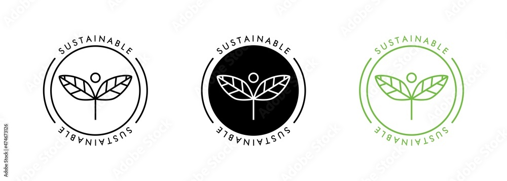 Sustainable fashion badge. Environmental sustainability simple symbol ...