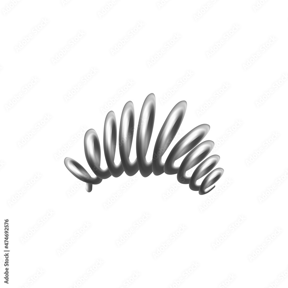 Curved metal steel spring template, realistic vector illustration ...