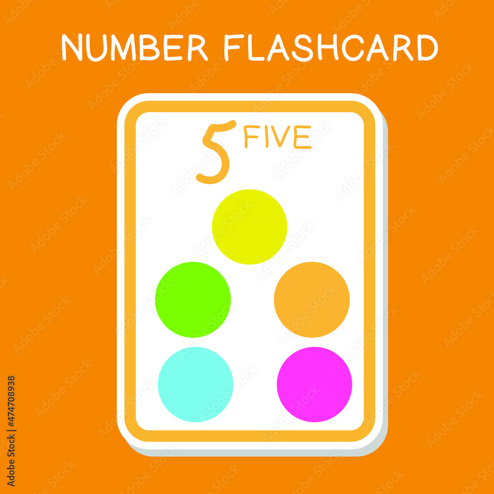 Stockvektorbilden Cute number flashcards with geometric shapes set ...