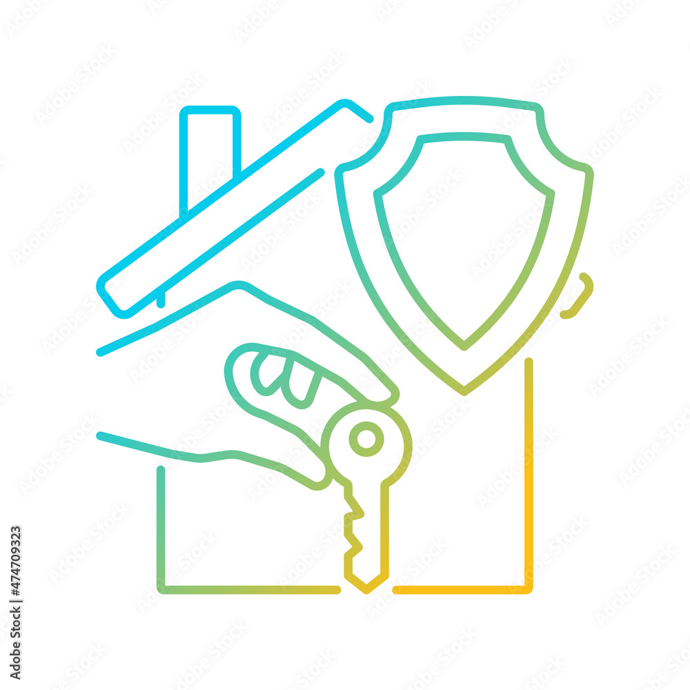 Renters insurance case gradient linear vector icon. Tenant safety ...