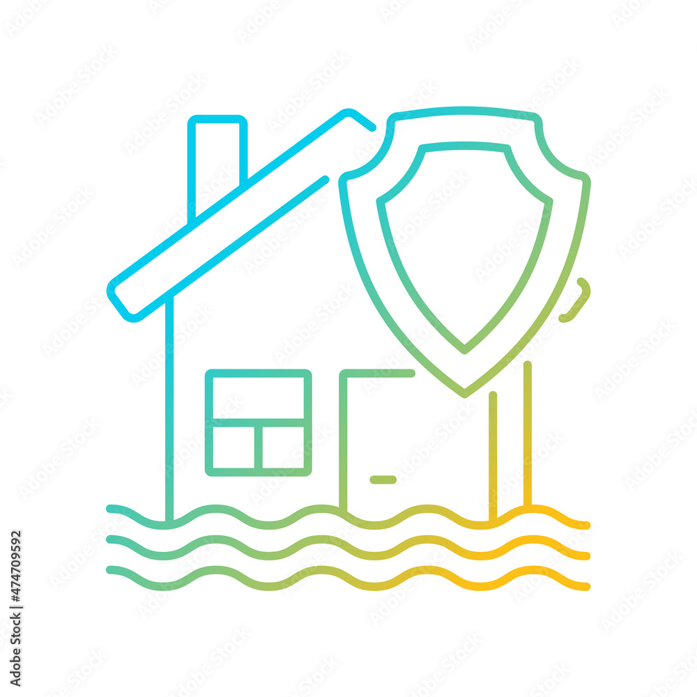 Flood insurance case gradient linear vector icon. Insurance of accident ...
