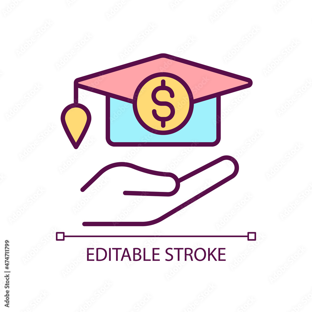 Stockvector Pay for education RGB color icon. University tuition cost ...