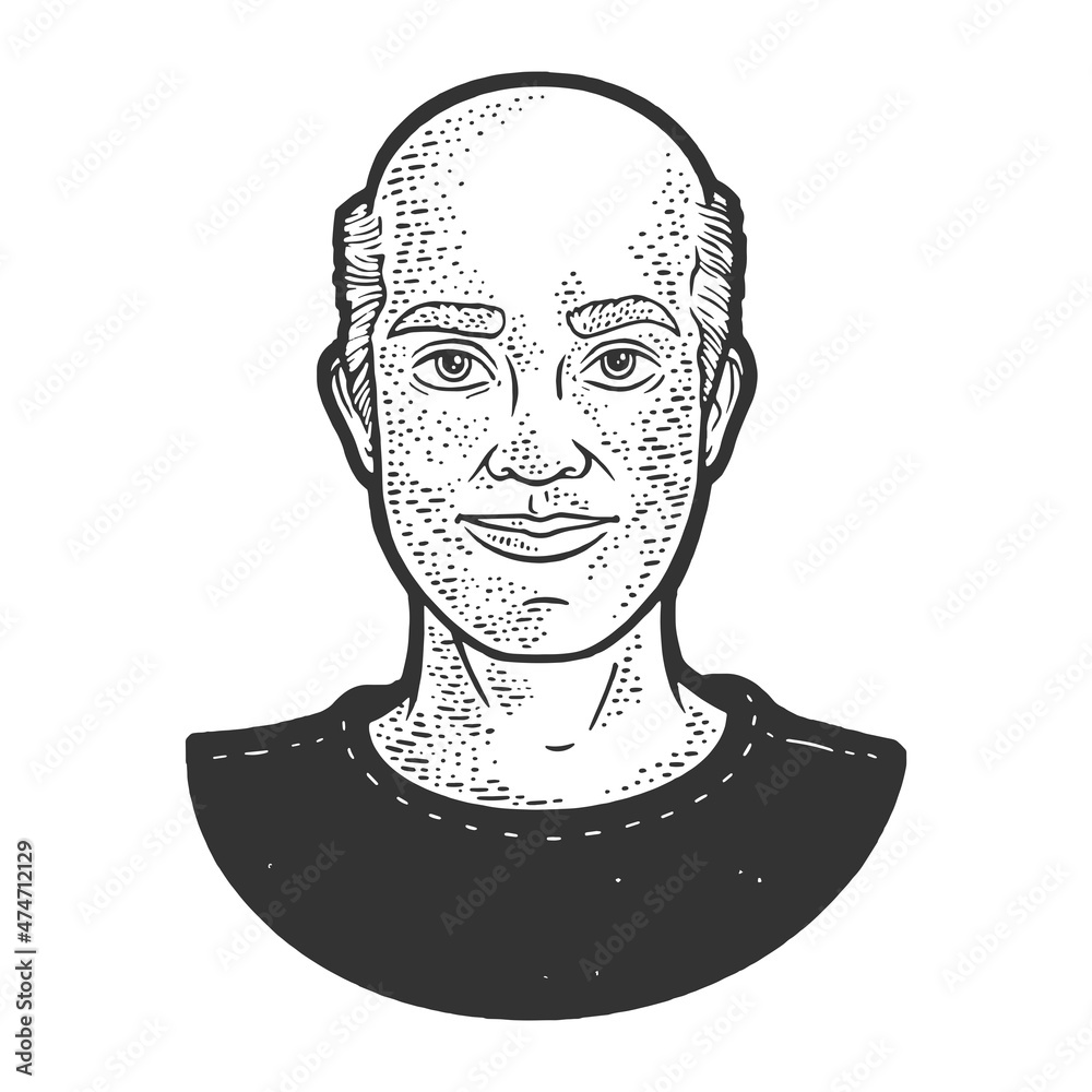 balding man sketch engraving vector illustration. T-shirt apparel print ...