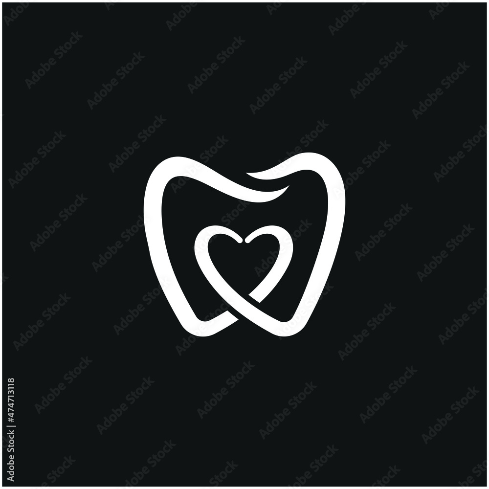 Tooth Teeth Dental Heart Love Logo Design Inspiration Stock Vector ...
