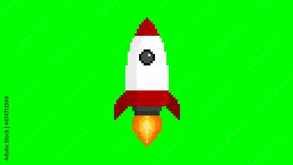 Rocket pixel animation on green screen Stock Video | Adobe Stock