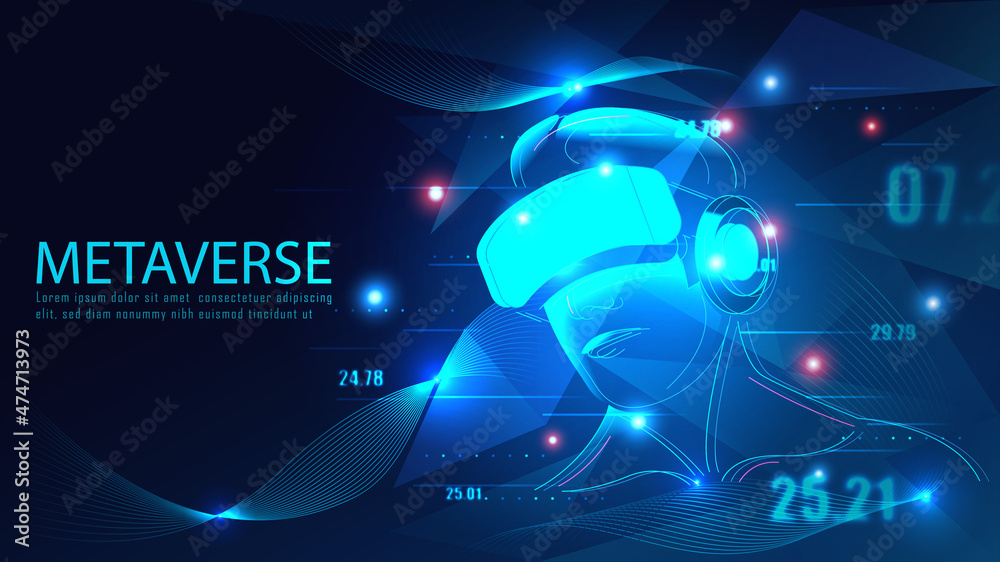 VR Metaverse technology in futuristic concept background Stock Vector ...
