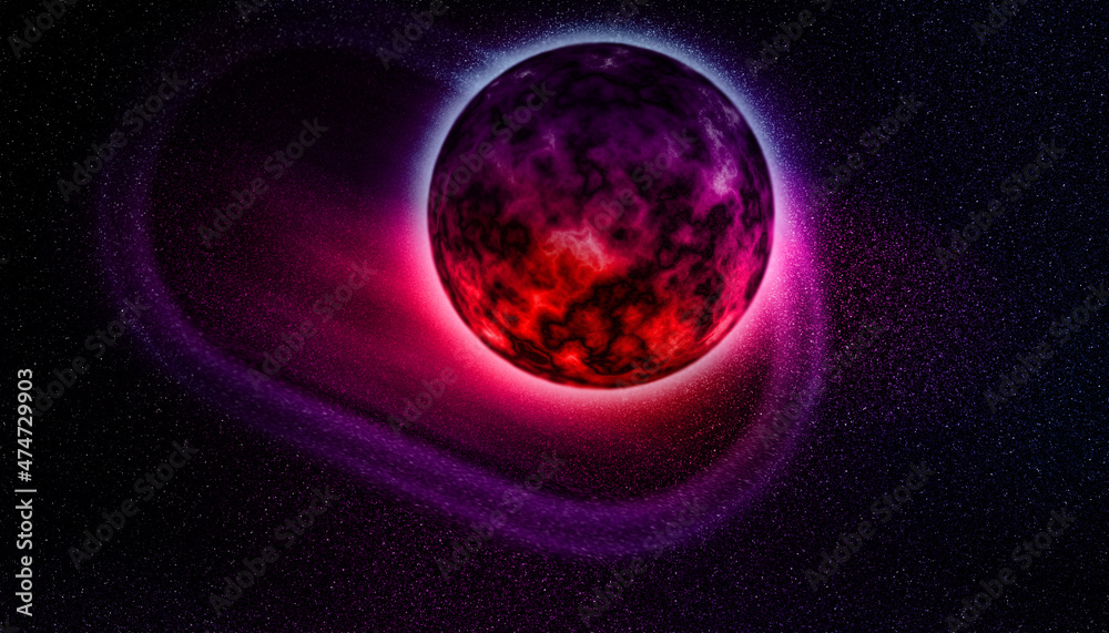 3d illustration of the sun with purple light effect. tailed sun ball ...