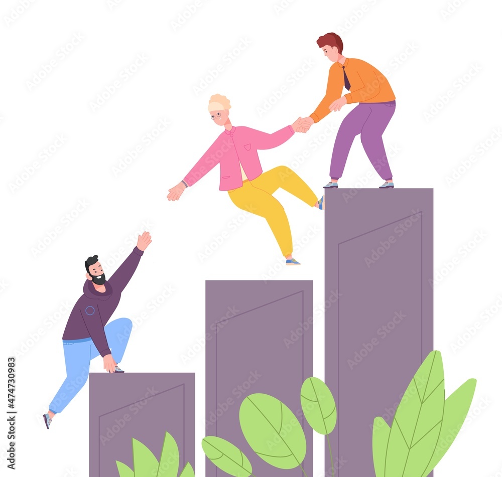 Vektorová grafika „Helping growing together. Support team employees ...