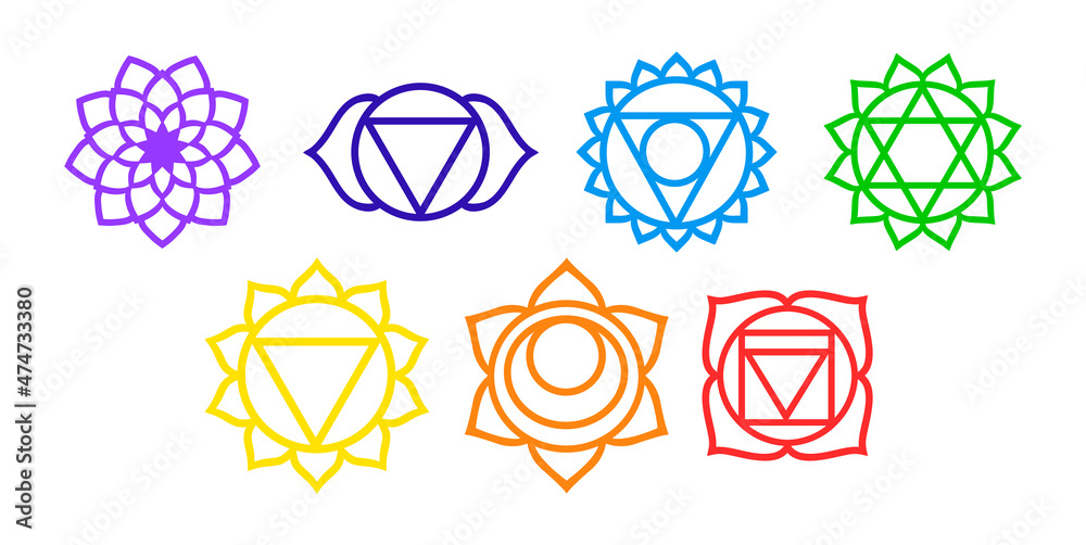 Chakras. Vector set. Sacral chakra symbol. For logo yoga healing ...
