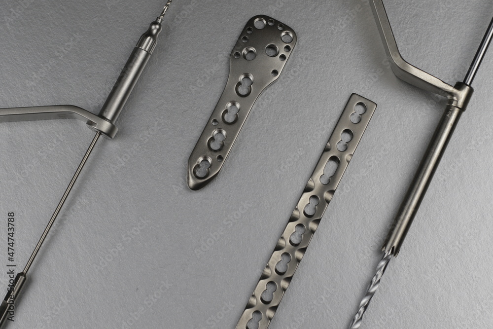 Surgical instruments in treatment of bone fractures Stock Photo | Adobe ...