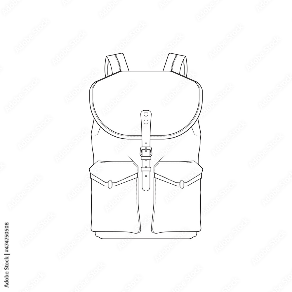 Backpack outline drawing vector, Backpack in a sketch style, trainers ...