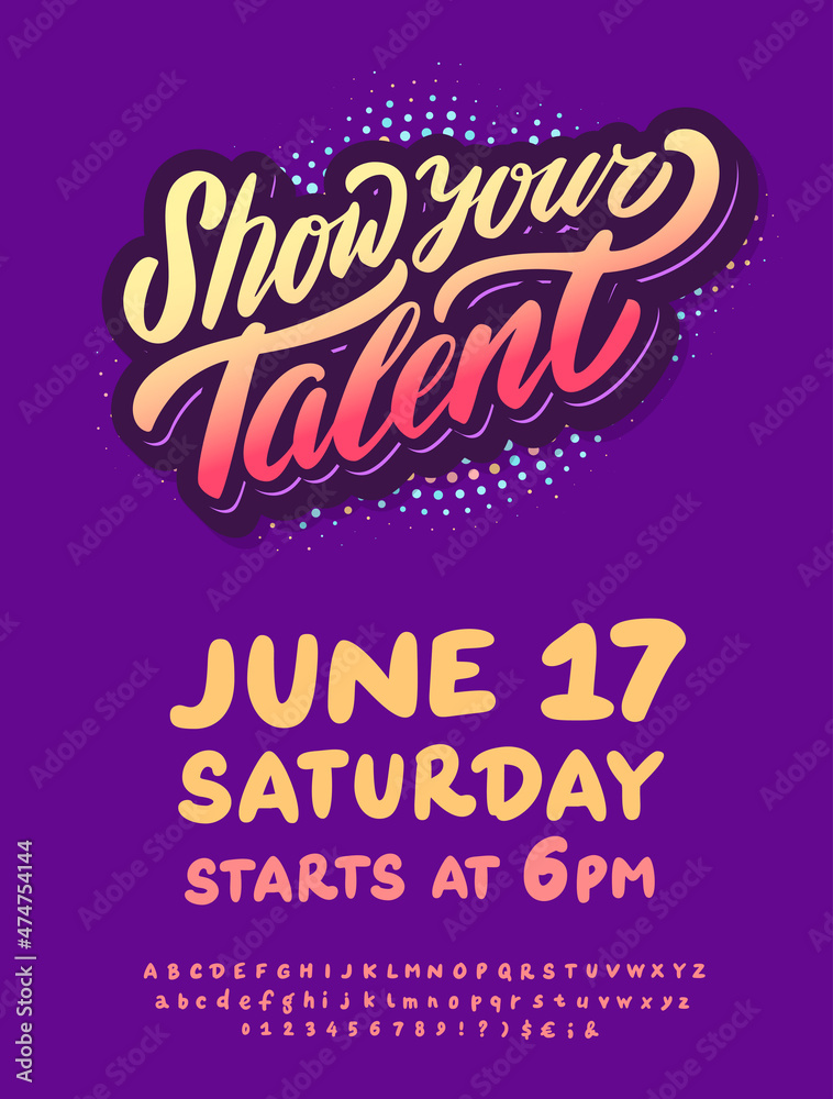 Show your talent. Vector invitation template. Stock Vector | Adobe Stock