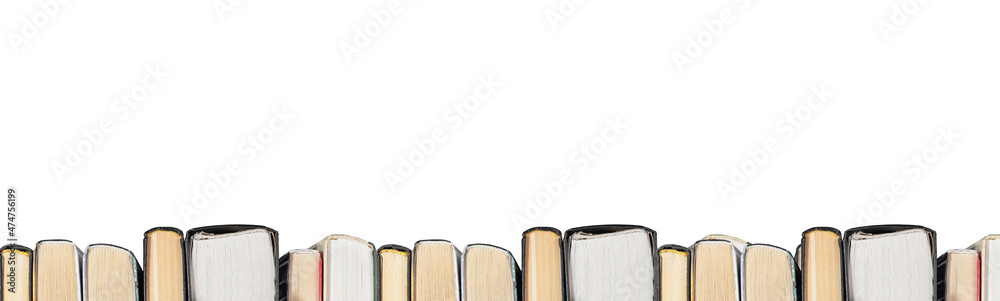 Book border isolated on white background. Literature banner with copy ...