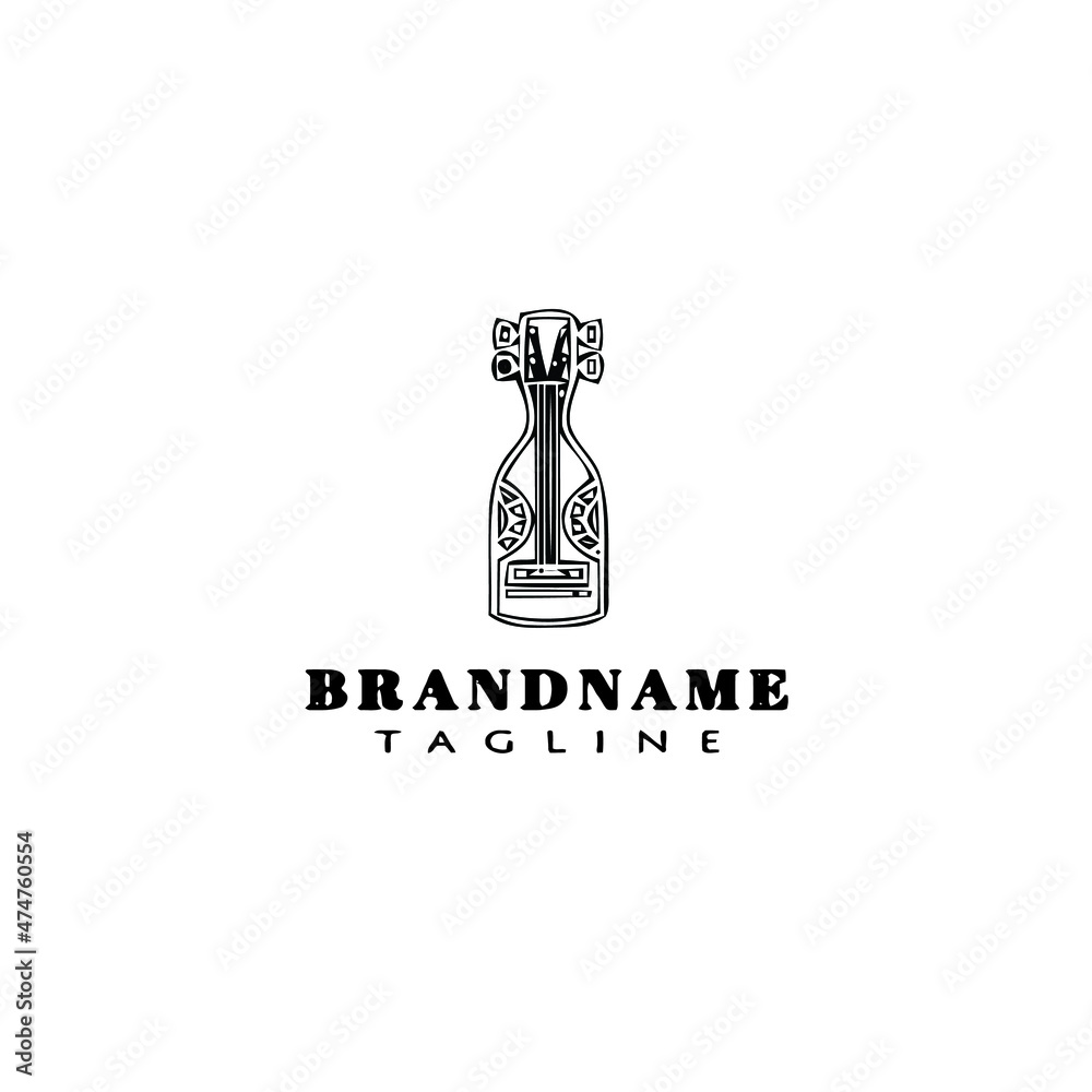 ukulele logo cartoon icon design template black isolated vector Stock ...