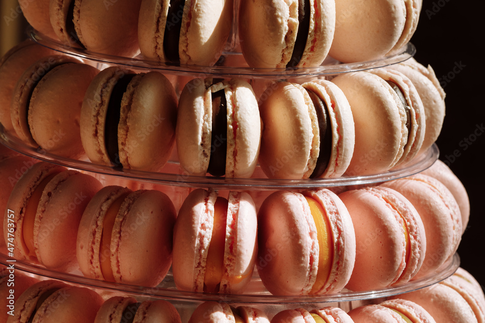 French macaroons. Candy bar. Wedding feast. Wedding sweets. beautiful ...