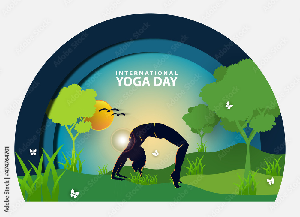 21 june-international yoga day, woman in yoga body posture, human ...