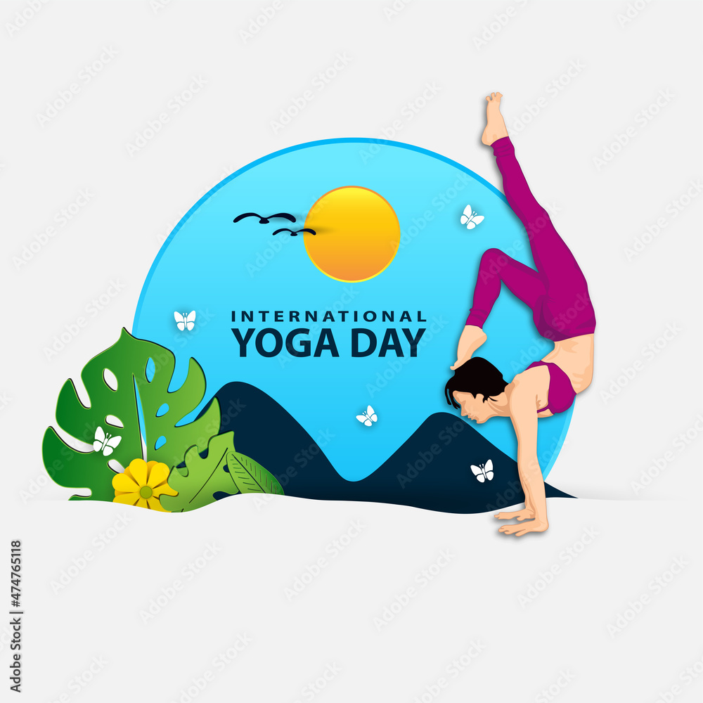 21 june-international yoga day, woman in yoga body posture, human ...