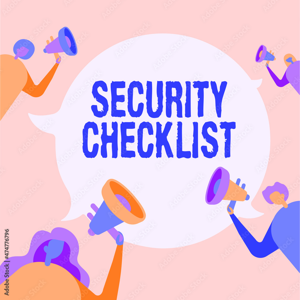 Hand writing sign Security Checklist. Concept meaning Protection of ...