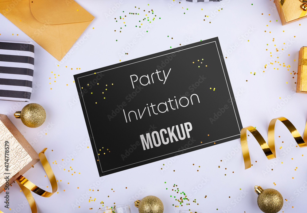 Party Invitation Mockup Stock Template | Adobe Stock
