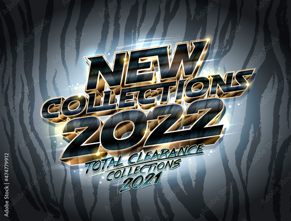 New collections 2022 year, fashion poster mockup with 3D lettering ...
