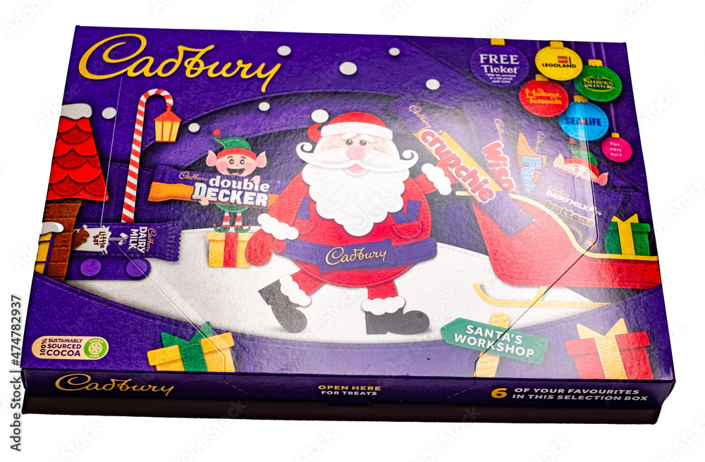 Norwich, Norfolk, UK – December 2021. Close up of a Cadbury Selection ...