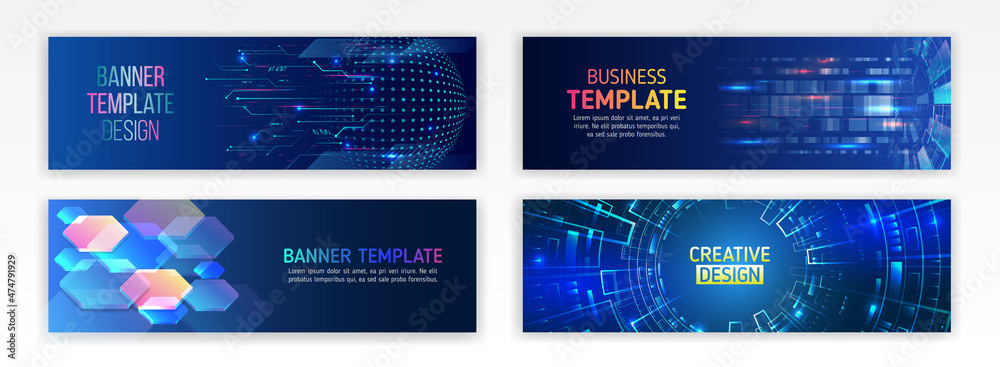 Set of modern banner templates for websites. Abstract social media ...