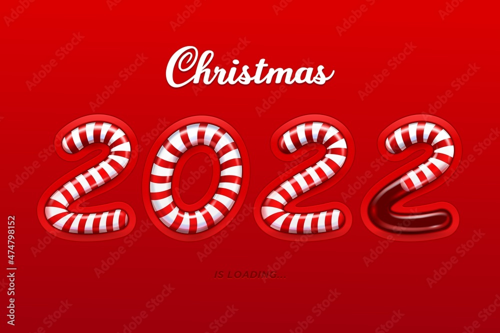 Christmas loading vector progress bar in shape of New Year 2022 numbers ...