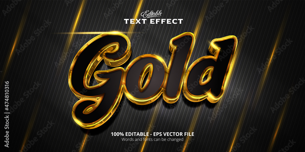 Editable Gold text effect, Black Background; Stock Vector | Adobe Stock