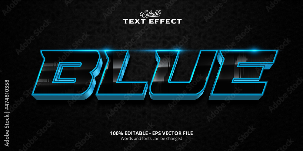 Editable Blue text effect, Black Background; Stock Vector | Adobe Stock