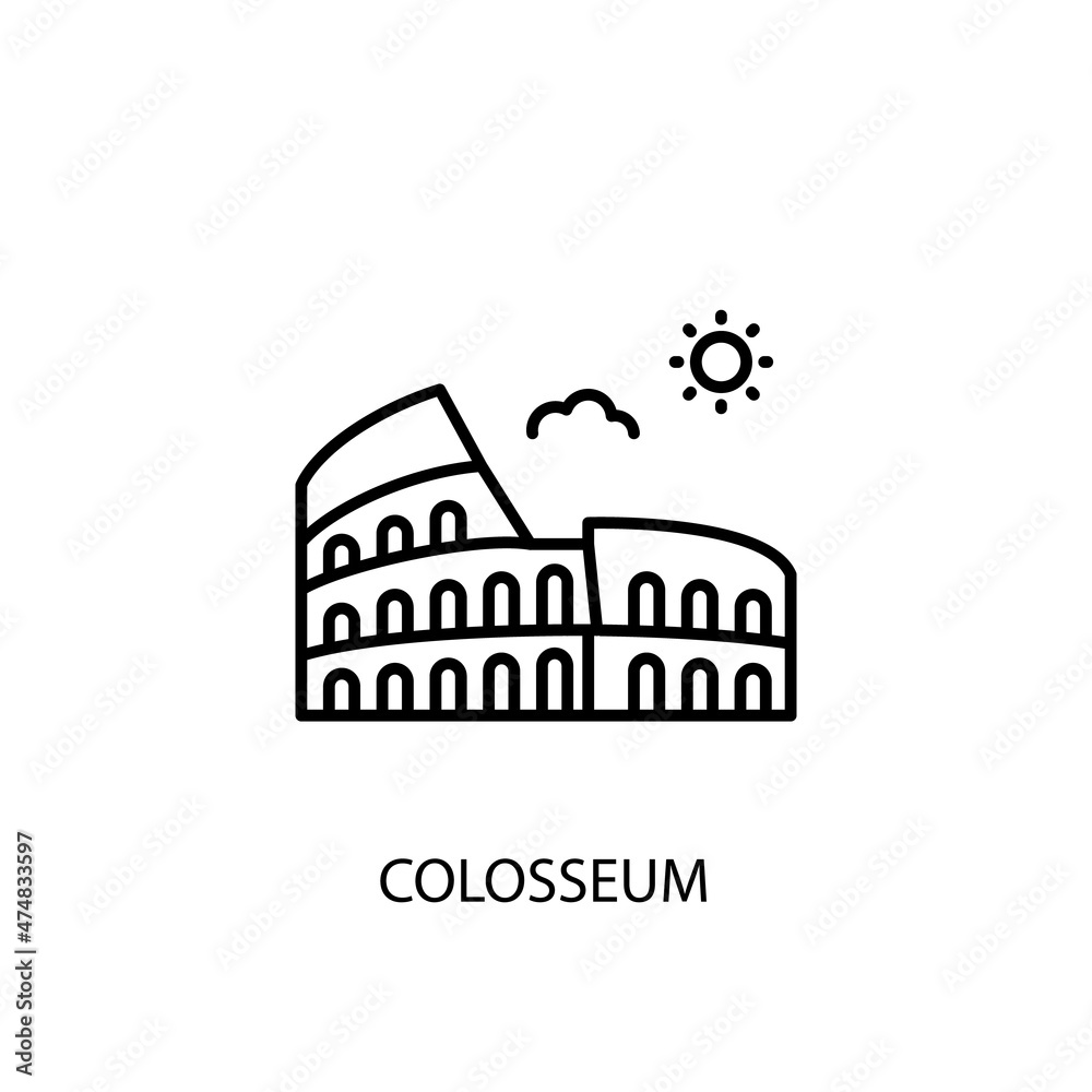 Colosseum, Rome, Italy, Outline Illustration in vector. Logotype Stock ...