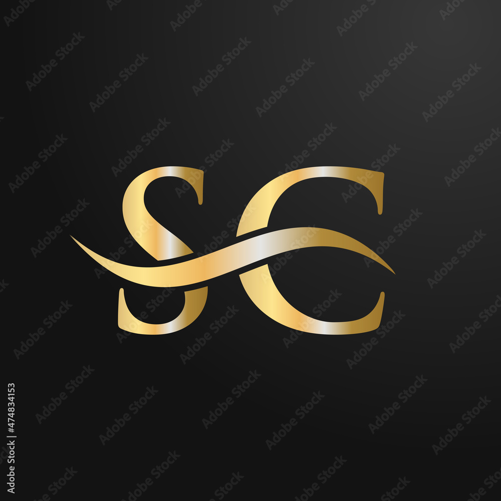Poster Print Letter SC Logo Design Template 40x40 cm