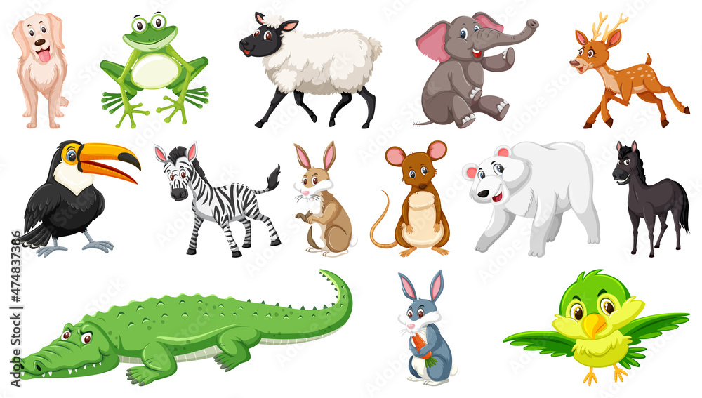 Set of isolated different animals Stock Vector | Adobe Stock