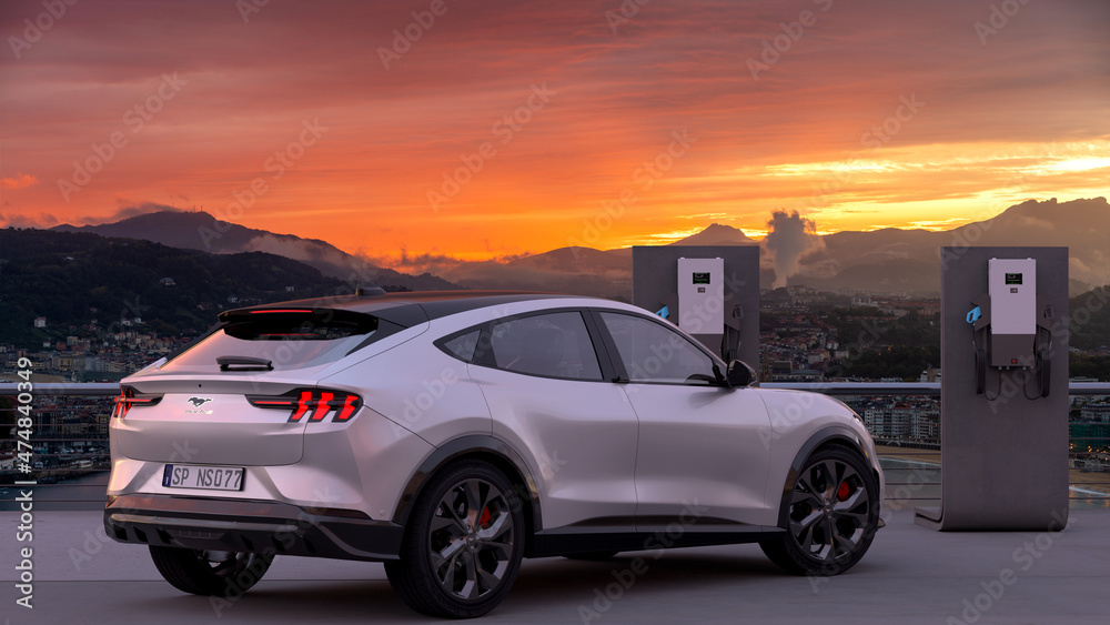 Ford Mustang Mach-e. all-electric suv Stock Photo | Adobe Stock